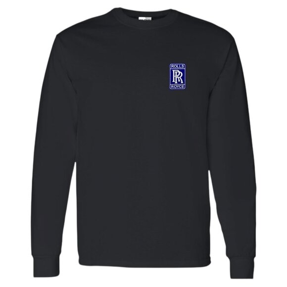 Shirts | Mens Rolls Royce Car Logo Embroidered Cotton Long Sleeve Black ...